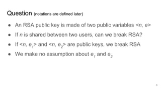 Analysis of Shared RSA Modulus | PPT
