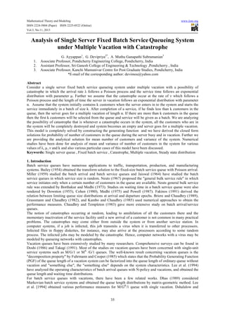 Analysis of single server fixed batch service queueing system under multiple vacation with ...