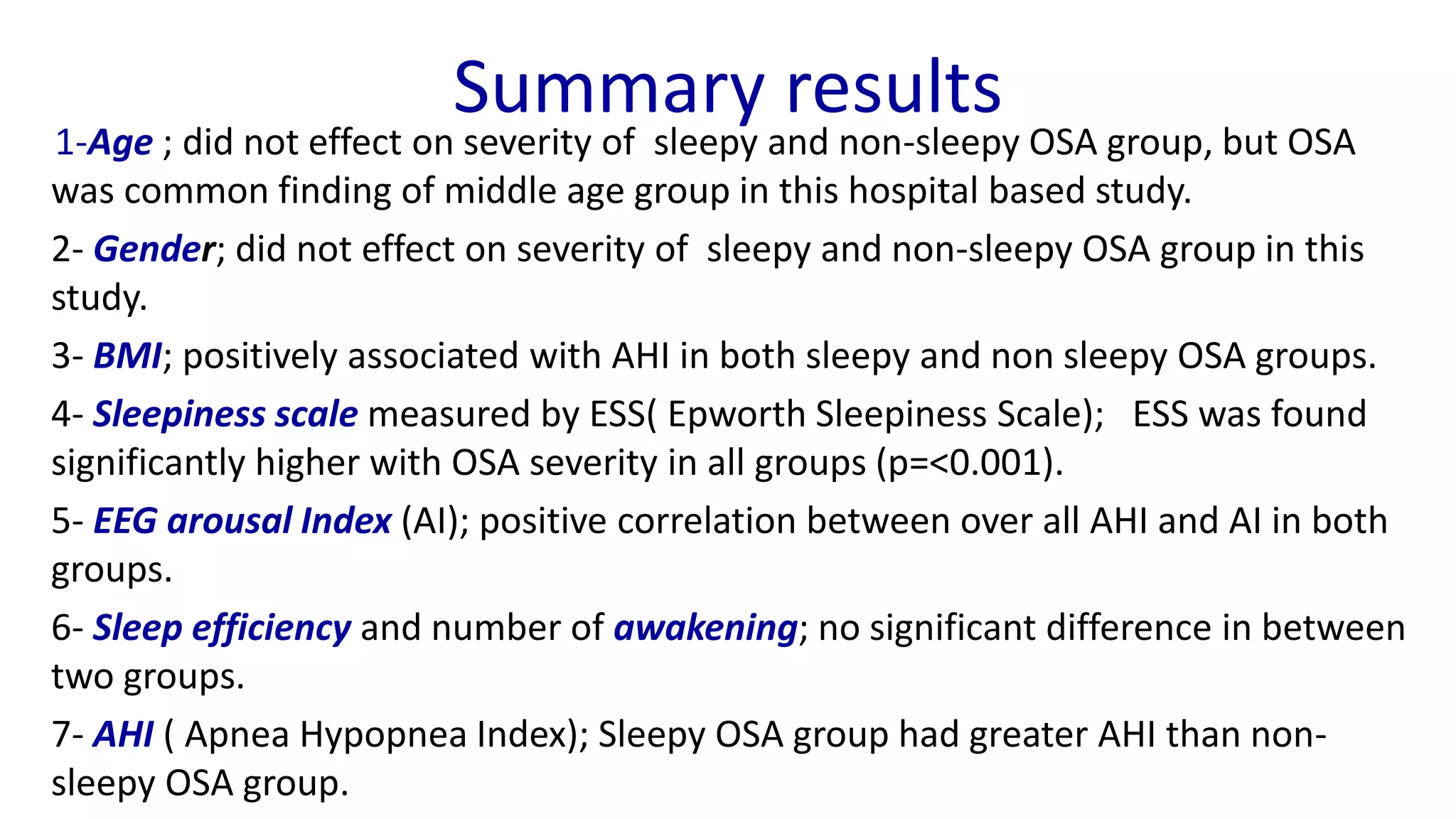Analysis of sleepy vs. non sleepy osa | PPTX