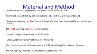 Analysis of sleepy vs. non sleepy osa | PPTX