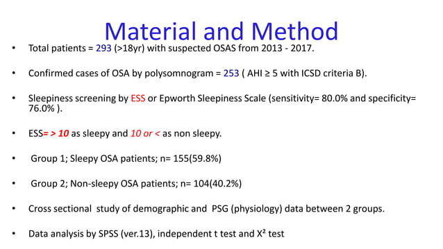 Analysis of sleepy vs. non sleepy osa | PPT