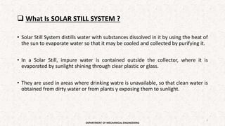 Analysis of solar still system | PPT