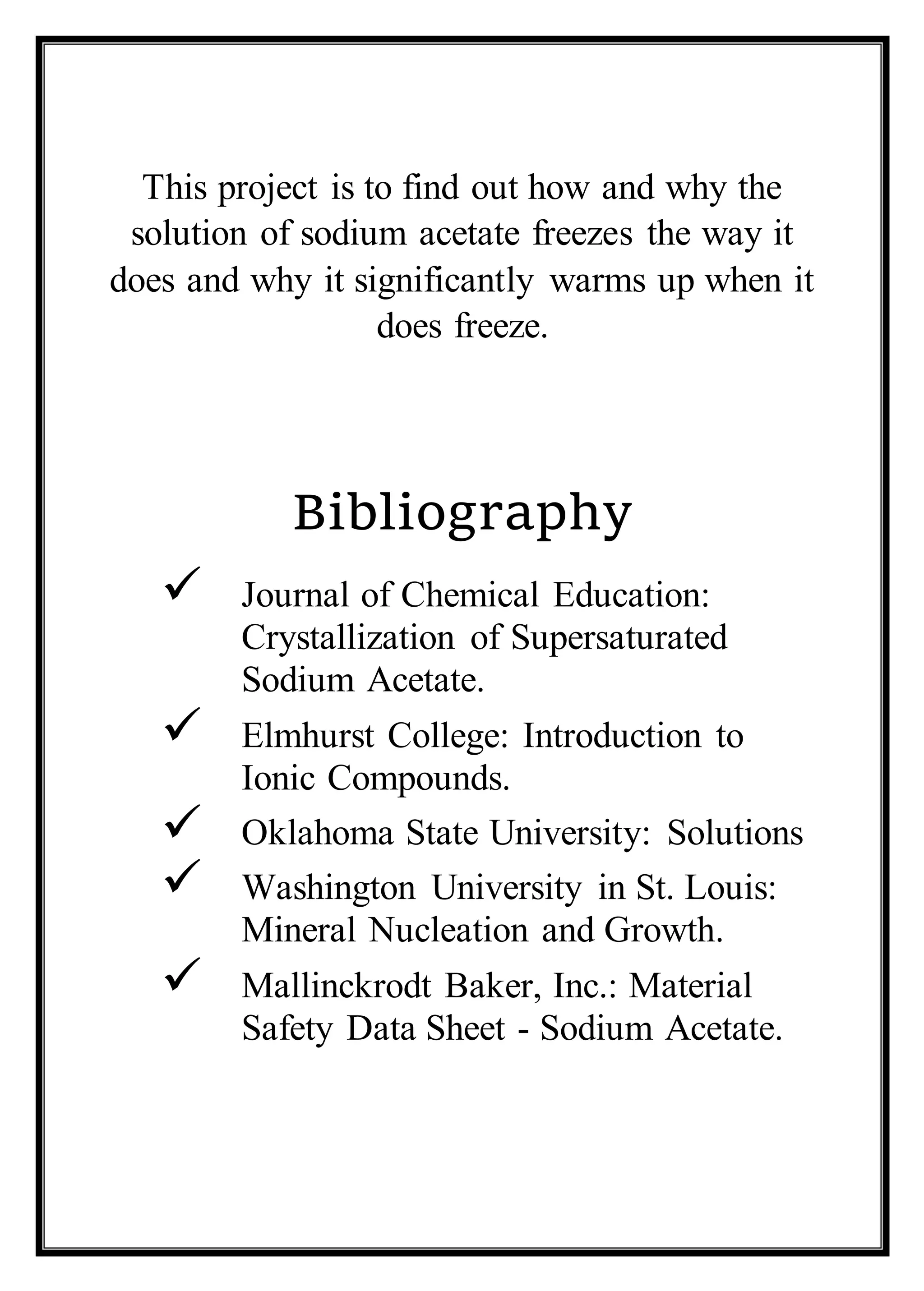 hot ice class 12 investigatory project chemistry best | DOCX