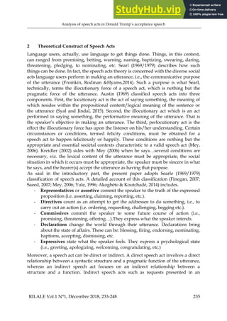 ANALYSIS OF SPEECH ACTS IN DONALD TRUMP S ACCEPTANCE SPEECH. | PDF