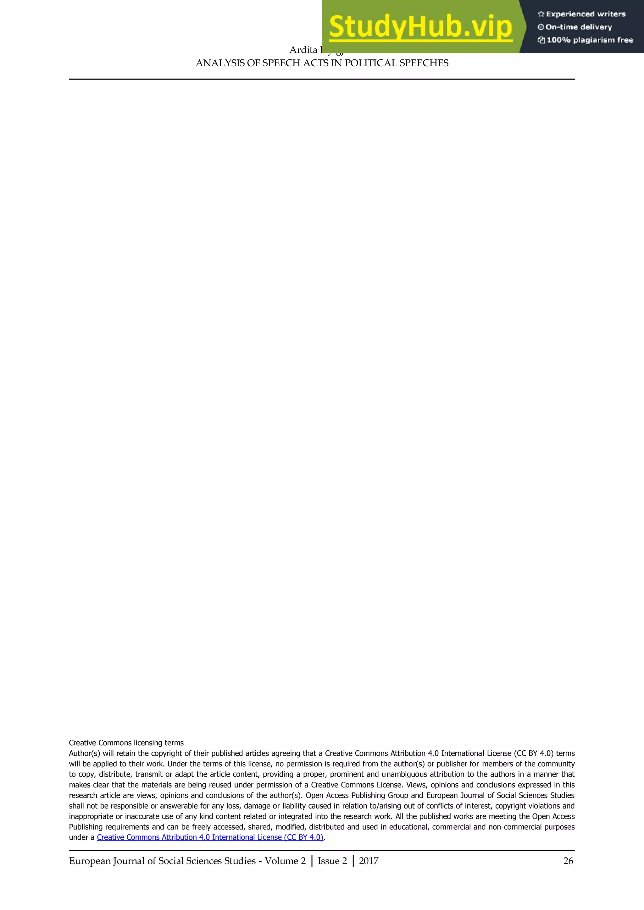 ANALYSIS OF SPEECH ACTS IN POLITICAL SPEECHES | PDF