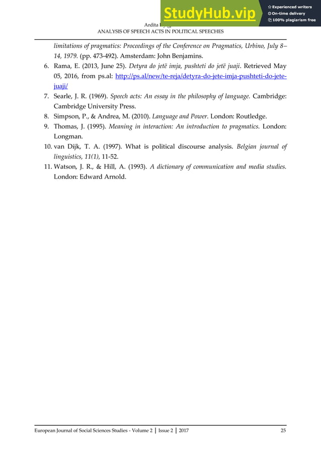 ANALYSIS OF SPEECH ACTS IN POLITICAL SPEECHES | PDF