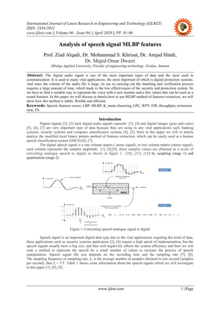 Analysis of speech signal mlbp features | PDF
