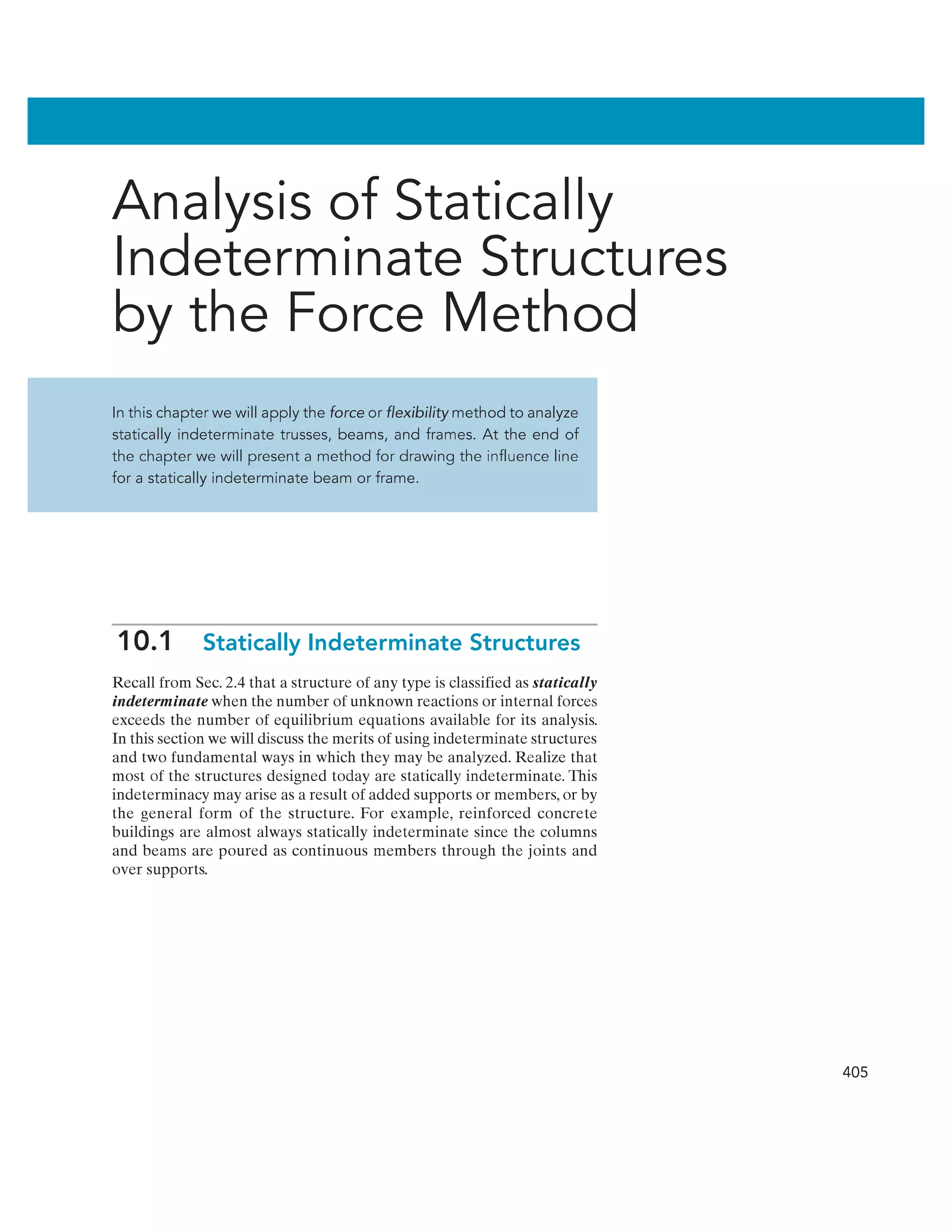 Analysis of statically indeterminate structures by force method | PDF