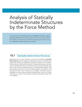 Analysis of statically indeterminate structures by force method | PDF