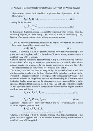 Analysis of statically indeterminate structures | PDF