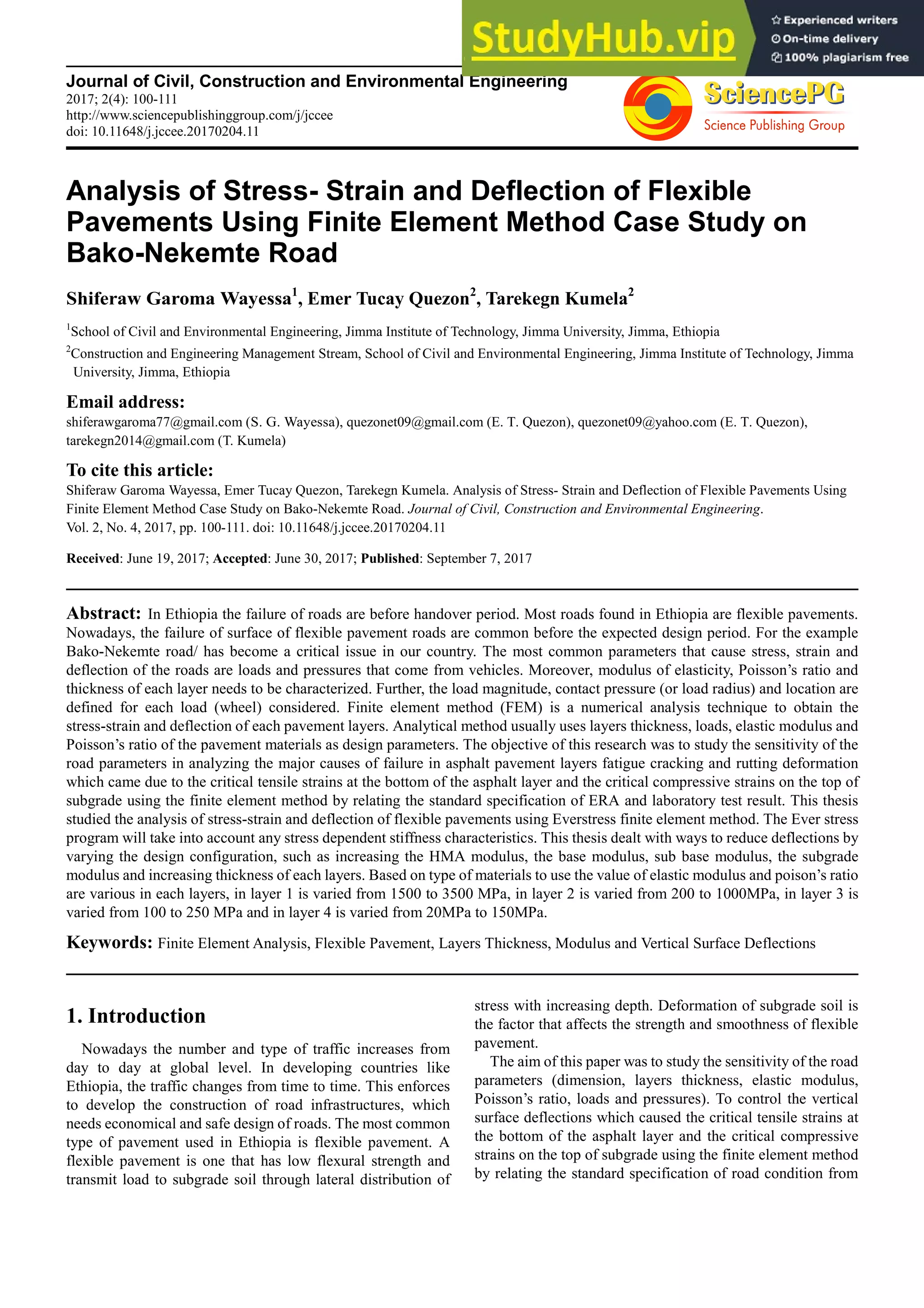 Analysis Of Stress-Strain And Deflection Of Flexible Pavements Using Finite Element Method Case ...