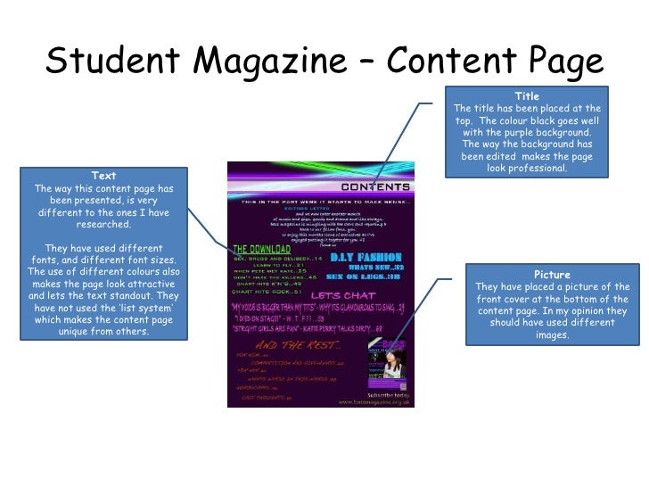 Analysis of student magazines