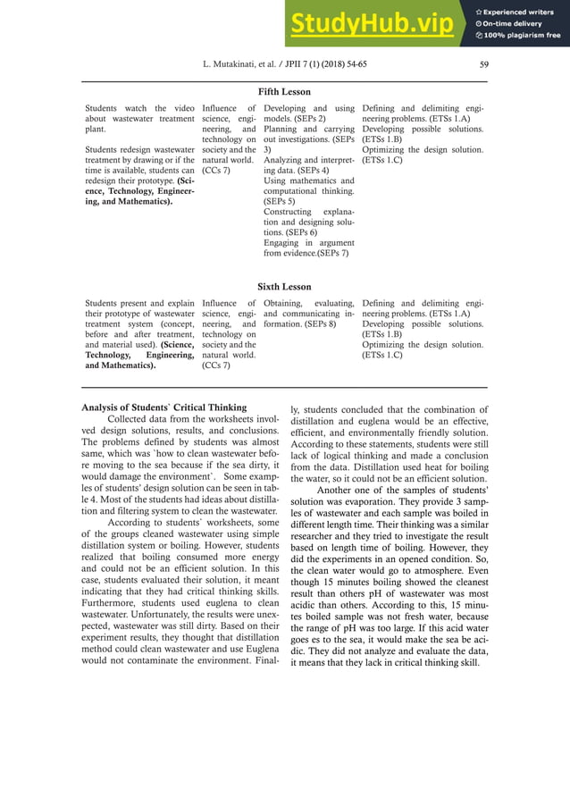 Analysis Of Students Critical Thinking Skill Of Middle School Through STEM Education Project ...