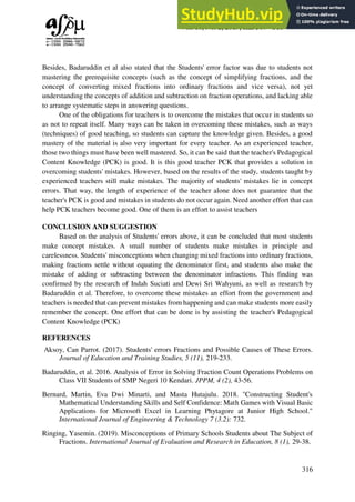 Analysis Of Students Errors On The Fraction Calculation Operations ...