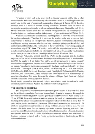 Analysis Of Students Errors On The Fraction Calculation Operations ...