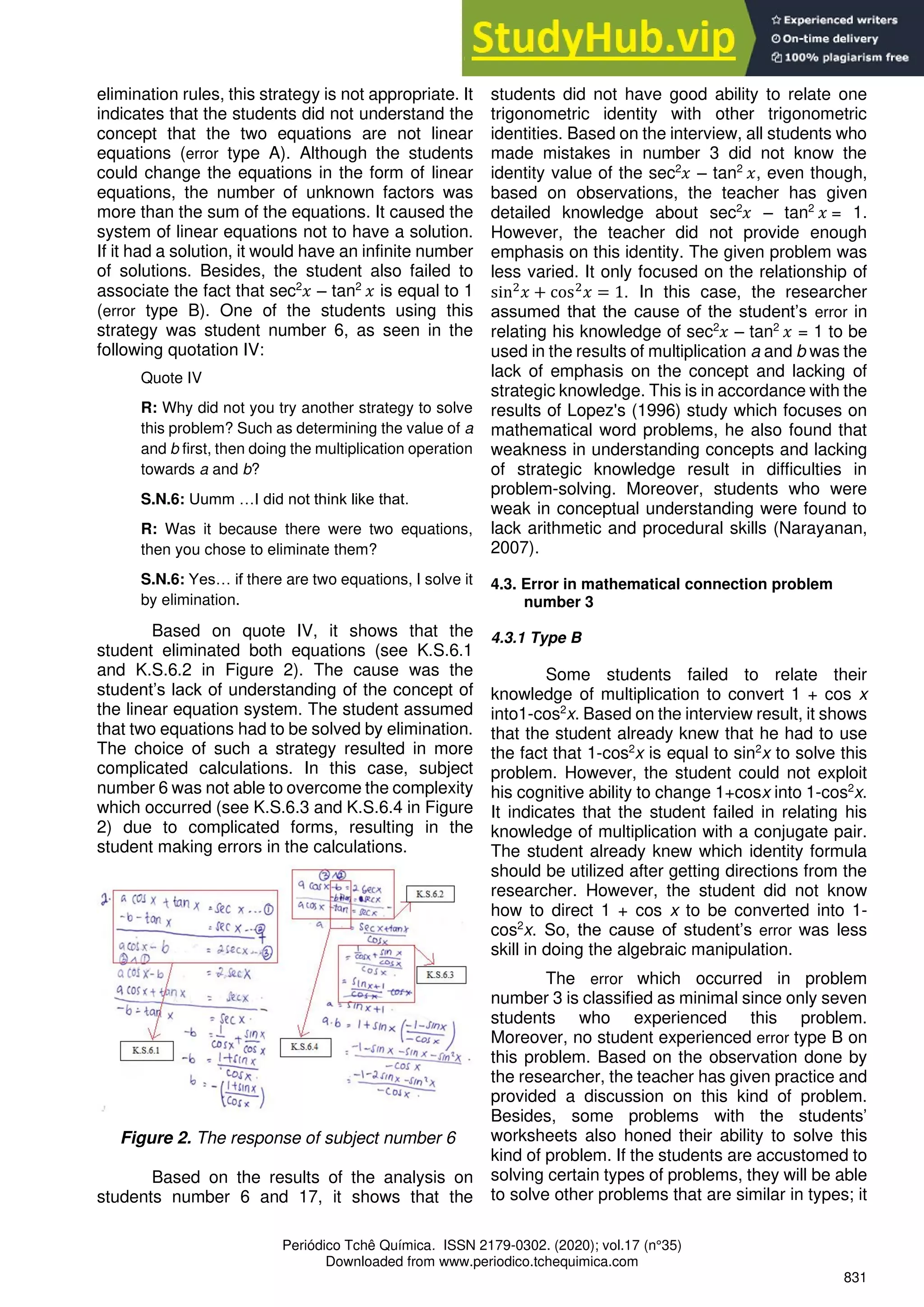 Analysis Of Students Mathematical Connection Errors In Trigonometric ...