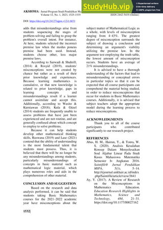 Analysis Of Student S Misconceptions In Solving Mathematic Logic Problems | PDF