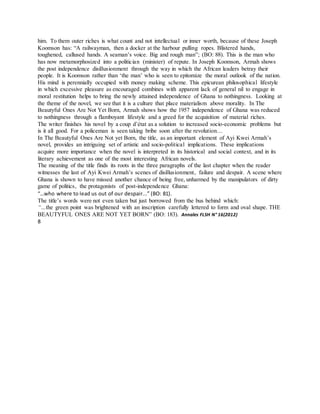 Analysis of symbols in the beautyful ones are not yet born | DOCX