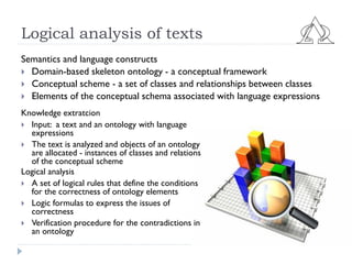 Analysis of texts to logical contradictions | PPT