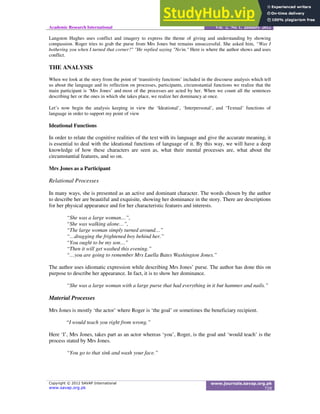 ANALYSIS OF THANK YOU M AM HALLIDAY S METAFUNCTIONS | PDF