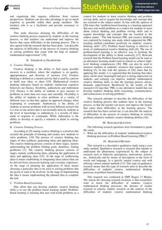 Analysis Of The Difficulties Of The Mathematical Creative Thinking ...