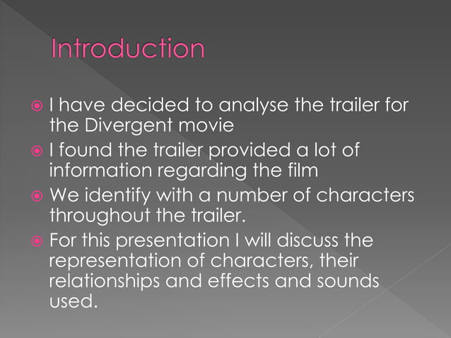Analysis of the ‘divergent’ trailer | PPTX | Video Production | Content ...