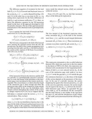 Analysis of the equations of discrete electron–wave interaction and electron beam bunching in ...