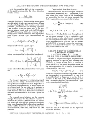 Analysis of the equations of discrete electron–wave interaction and electron beam bunching in ...