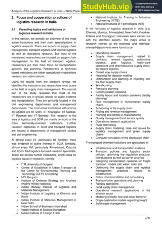 Analysis Of The Logistics Research In India White Paper | PDF | Logistics and Transportation ...