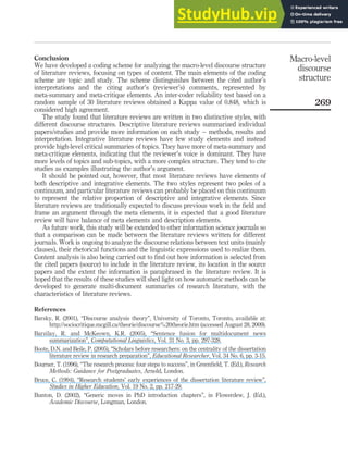 Analysis Of The MacroLevel Discourse Structure Of Literature Reviews | PDF | Publishing Industry ...