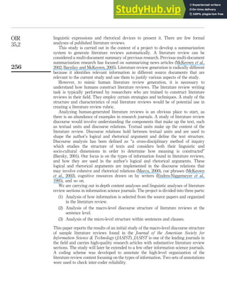 Analysis Of The MacroLevel Discourse Structure Of Literature Reviews | PDF | Publishing Industry ...