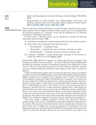 Analysis Of The MacroLevel Discourse Structure Of Literature Reviews ...