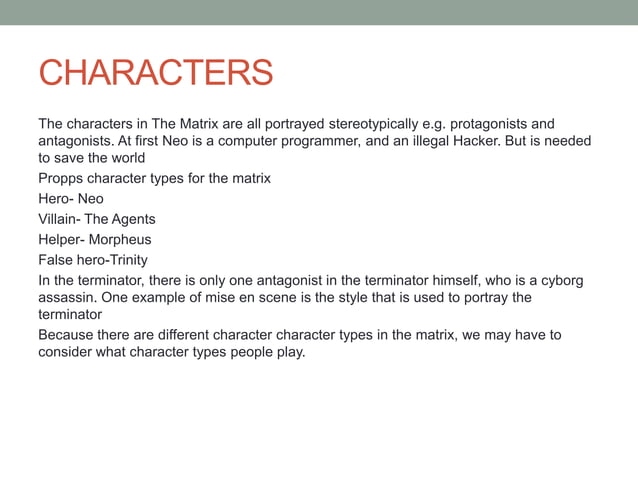 Analysis of the matrix and the terminator | PPT