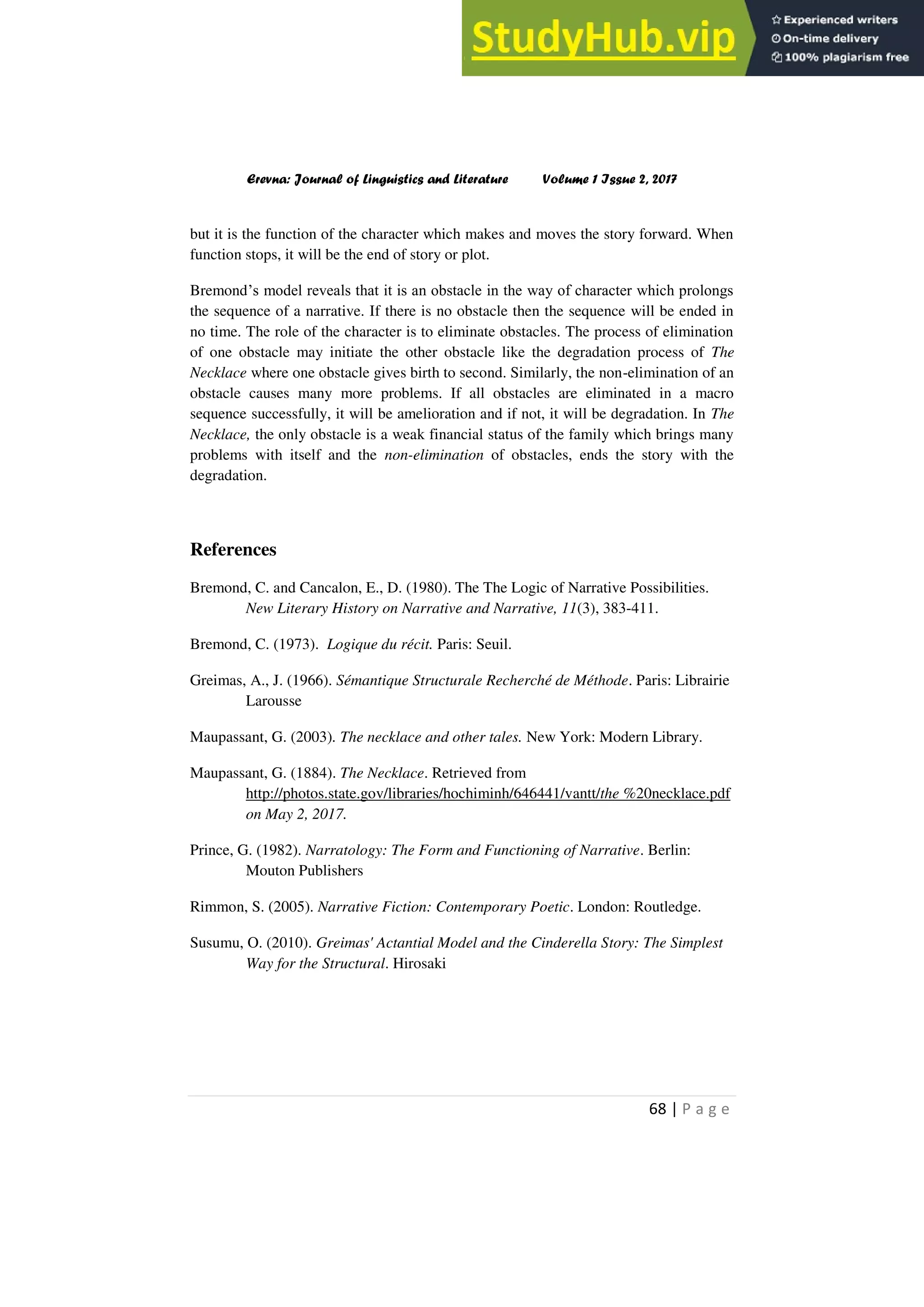 Analysis Of The Narrative Structure Of The Short Story, The Necklace ...