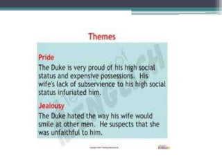 Analysis of the poem, my last duchess in the psycho analytical ...