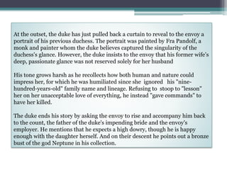 Analysis of the poem, my last duchess in the psycho analytical ...