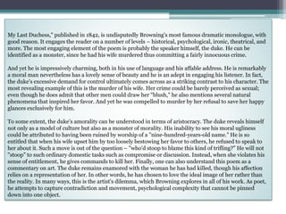 Analysis of the poem, my last duchess in the psycho analytical ...