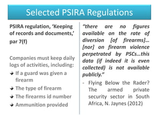 Analysis of the private security industry 29 Aug 2013 | PPTX
