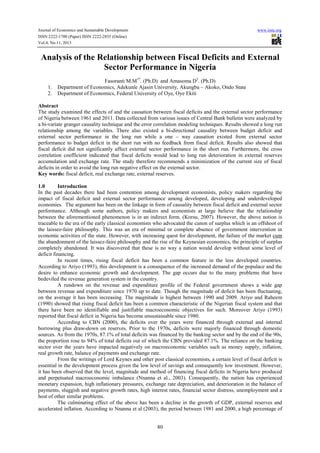 Analysis of the relationship between fiscal deficits and external ...