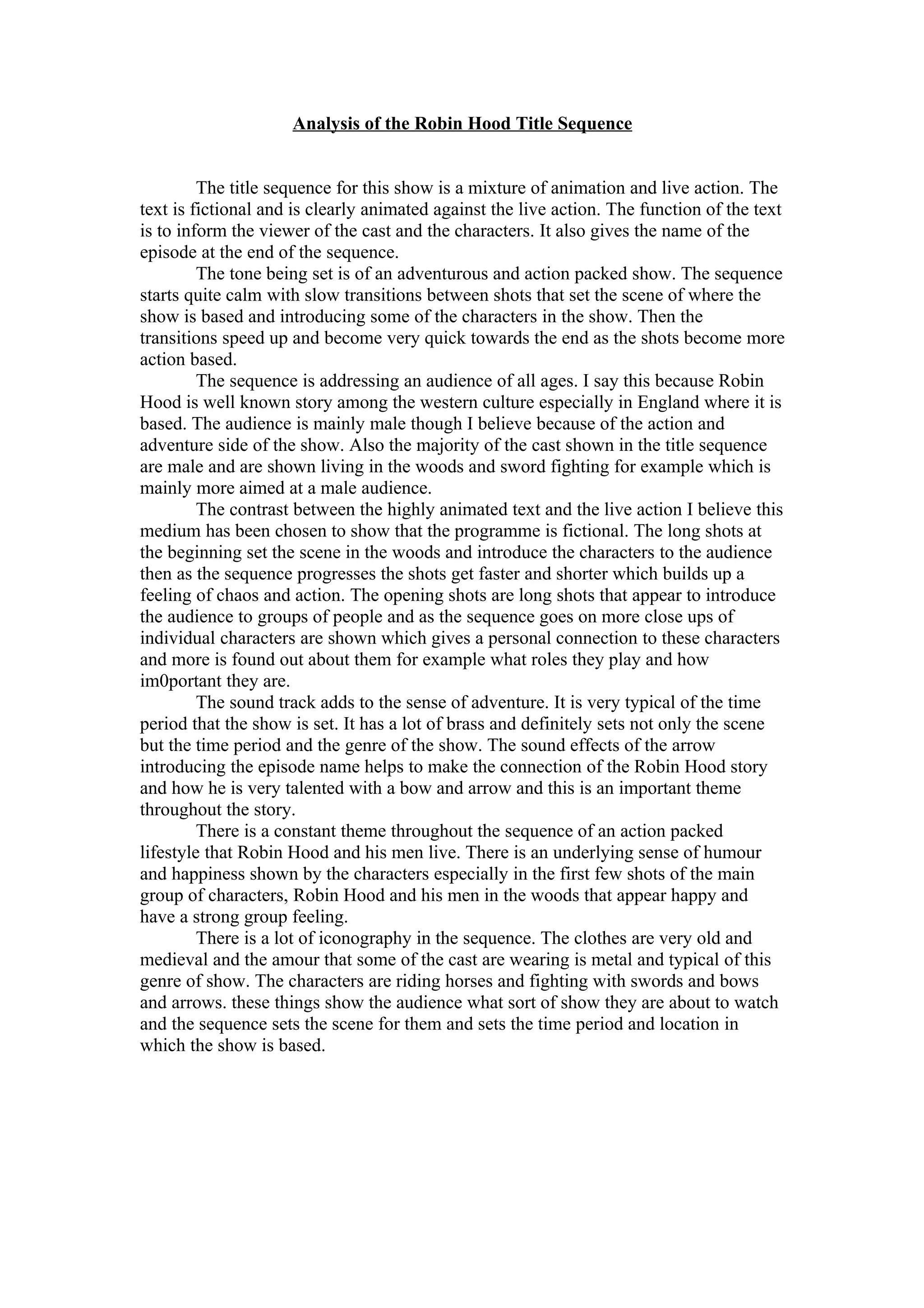 Analysis of the robin hood title sequence | PDF