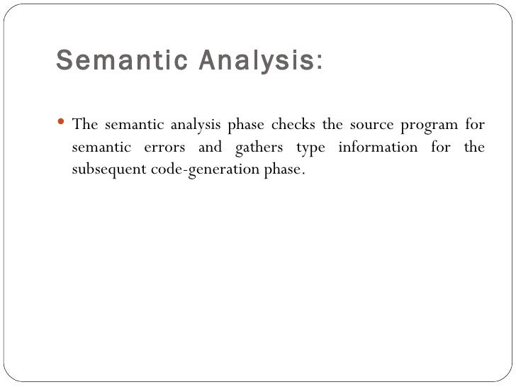 Analysis of the source program