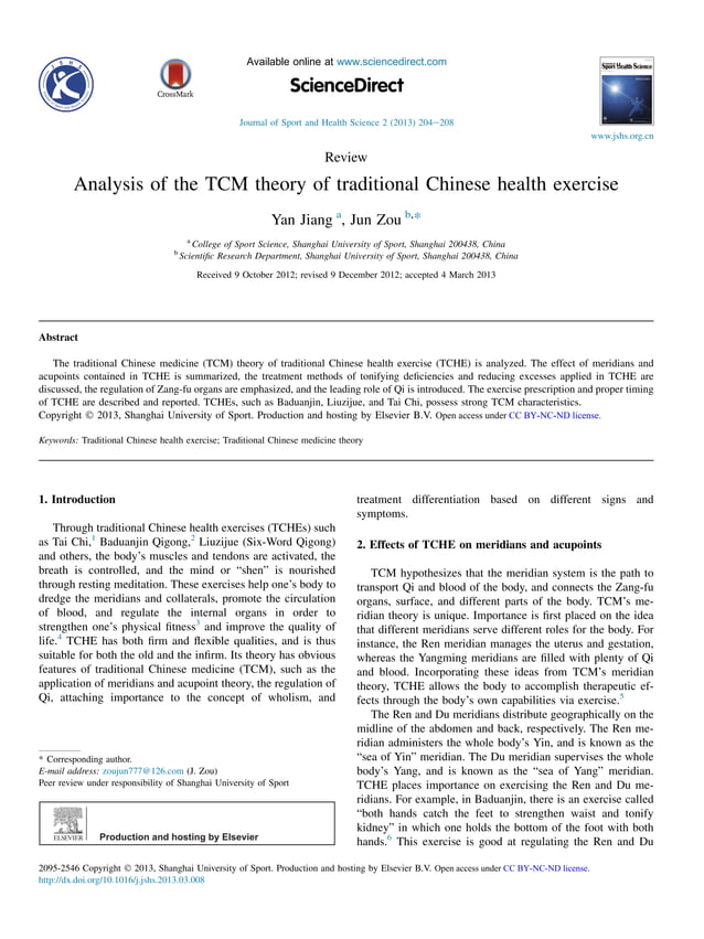 Analysis of the tcm theory of traditional chinese health exercise | PDF