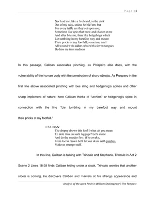 Analysis of the word pinch in shakespeare's the tempest | DOC