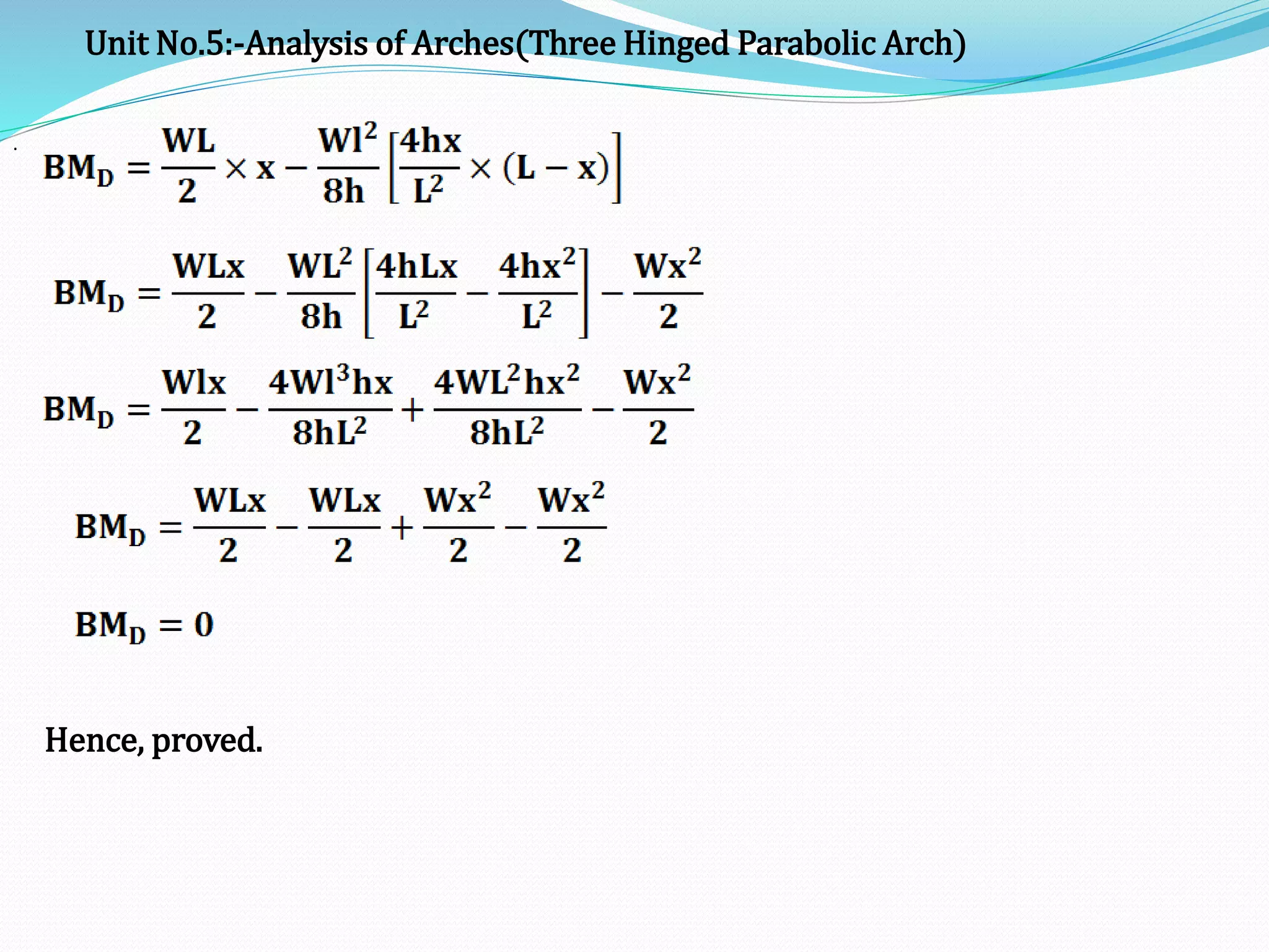 Analysis of three hinge parabolic arches | PPT