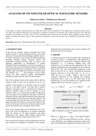 Analysis of tm nonlinear optical waveguide sensors | PDF