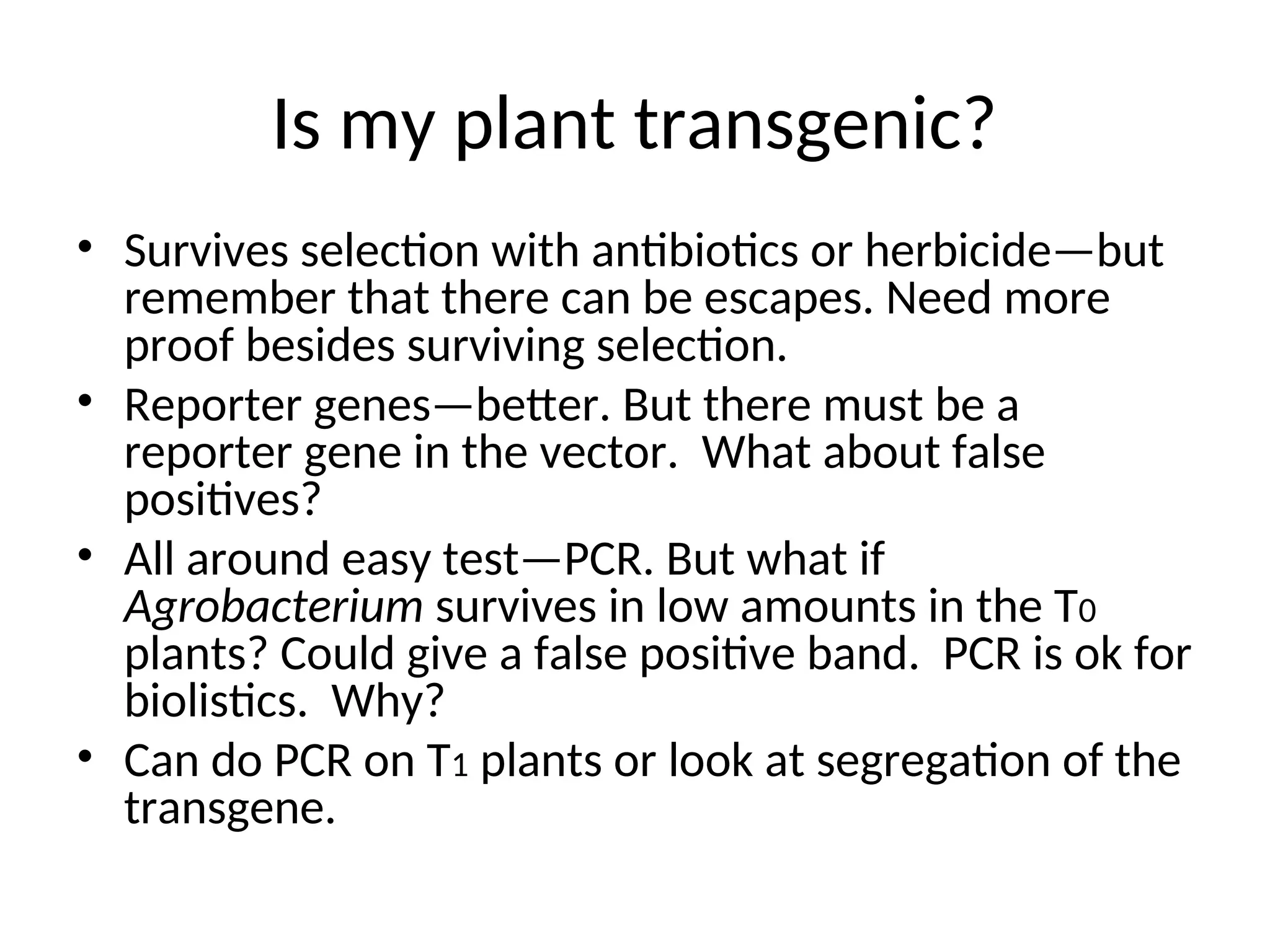 Analysis of transgenic plants, plant biotechnology | PPT