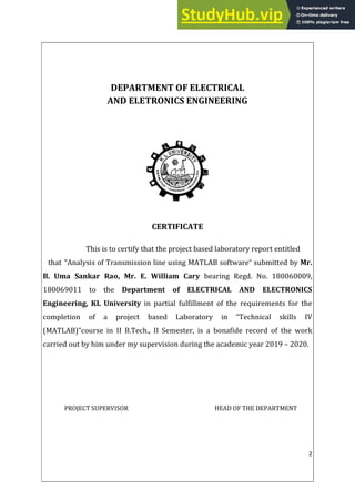 Analysis Of Transmission Line Using MATLAB Software | PDF
