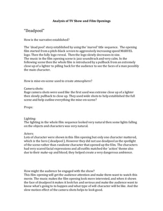 Analysis of tv show and film openings copy | PDF
