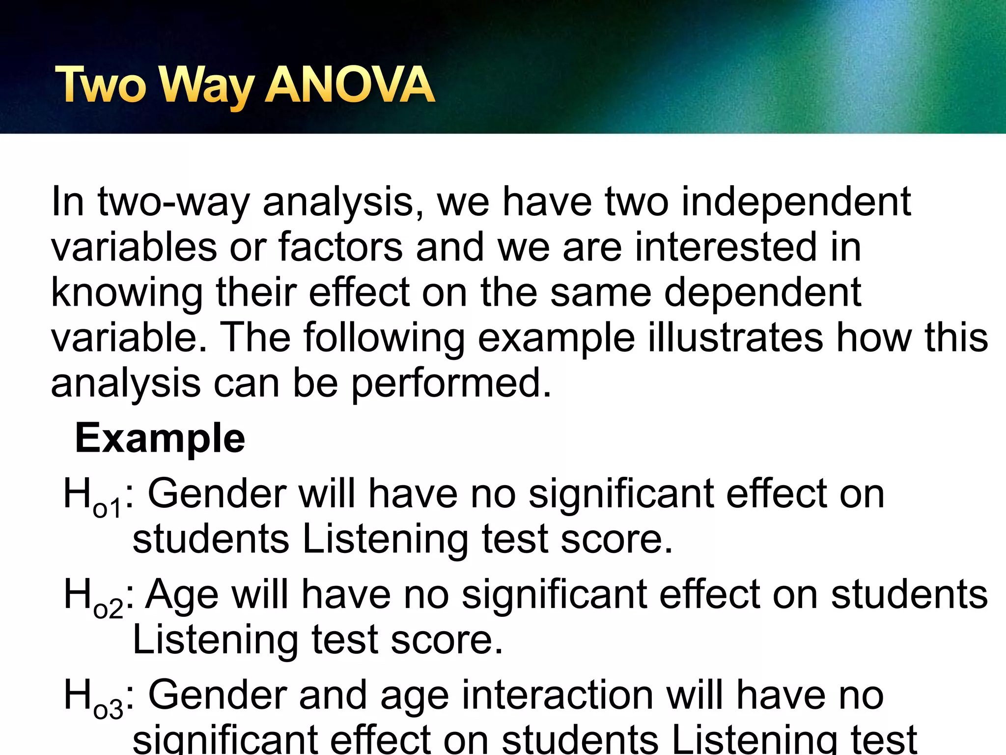 Analysis of variance (ANOVA) | PPTX