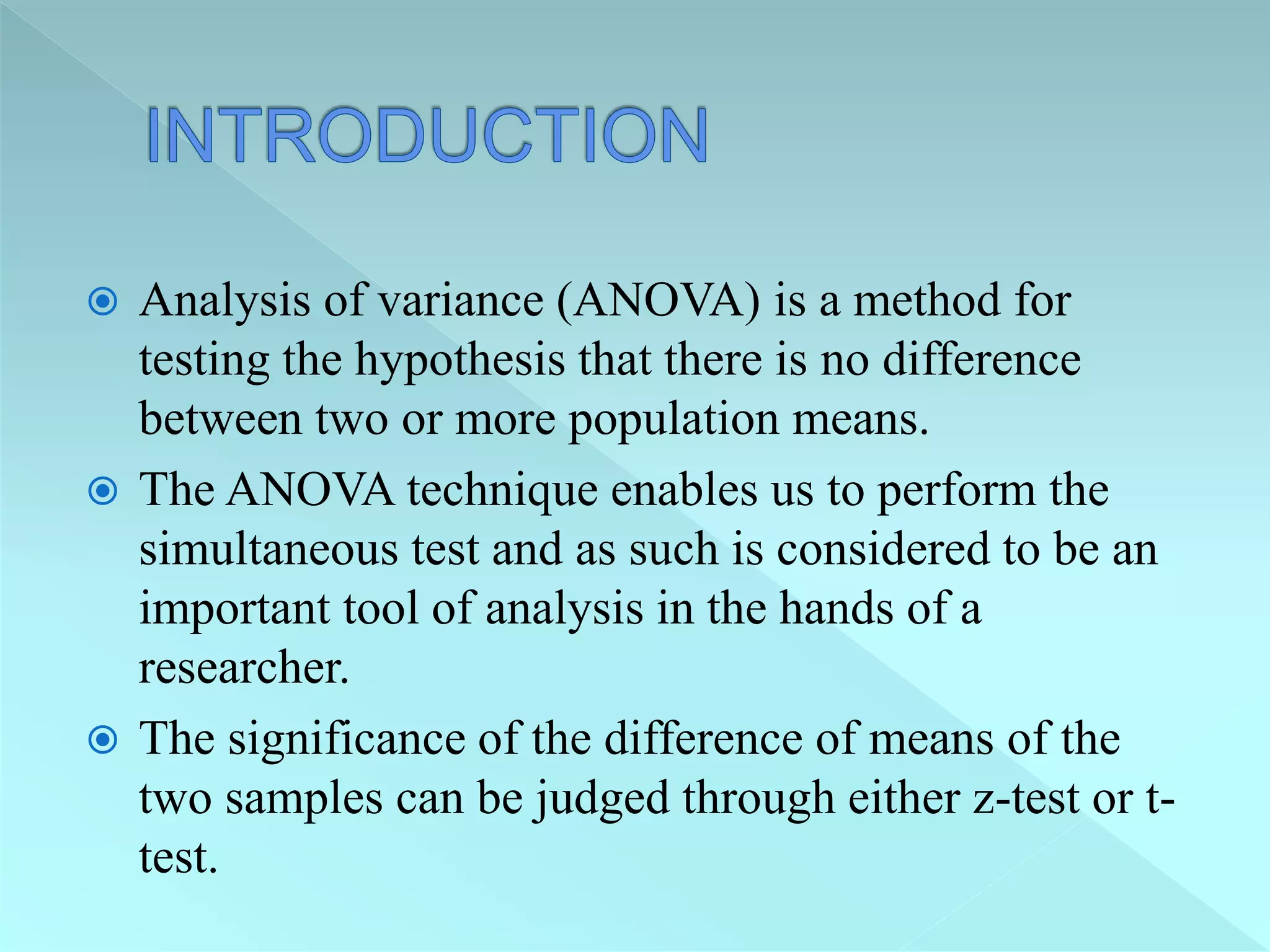 Analysis of variance (anova) | PPTX
